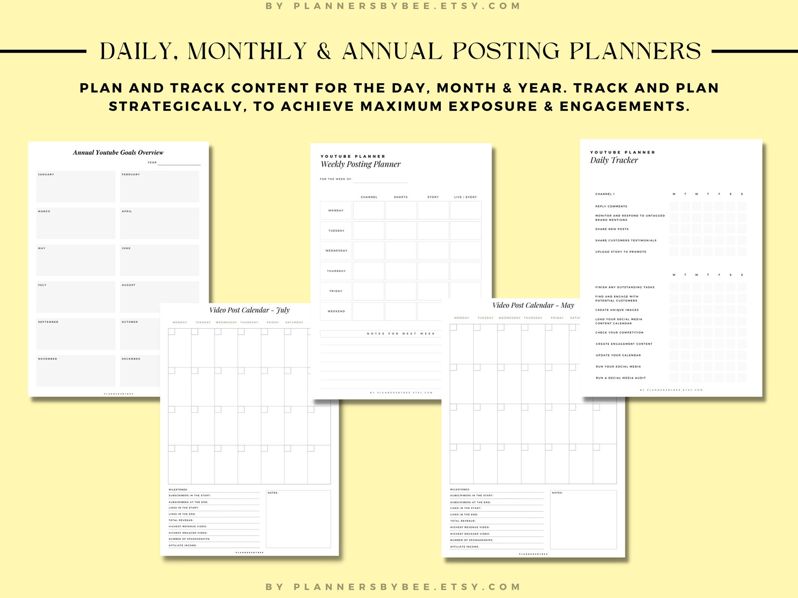 Youtube Content Creator Planner Youtube Planner Social Media - Etsy