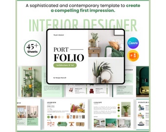 Interior Design Portfolio Canva Template | Editable | Interior Design ...