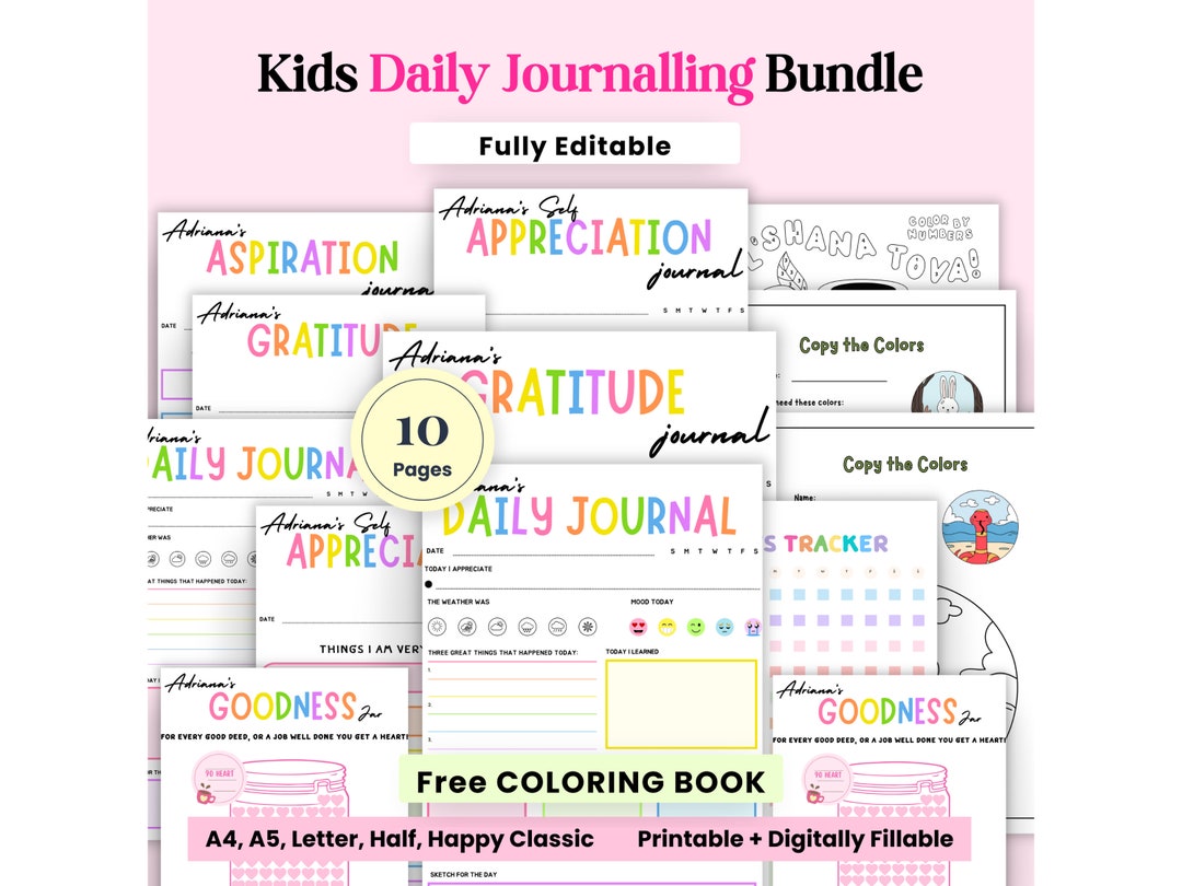 Kids Daily Journal, Printable Kids Journal, DIY Journal Pages, Workbook ...