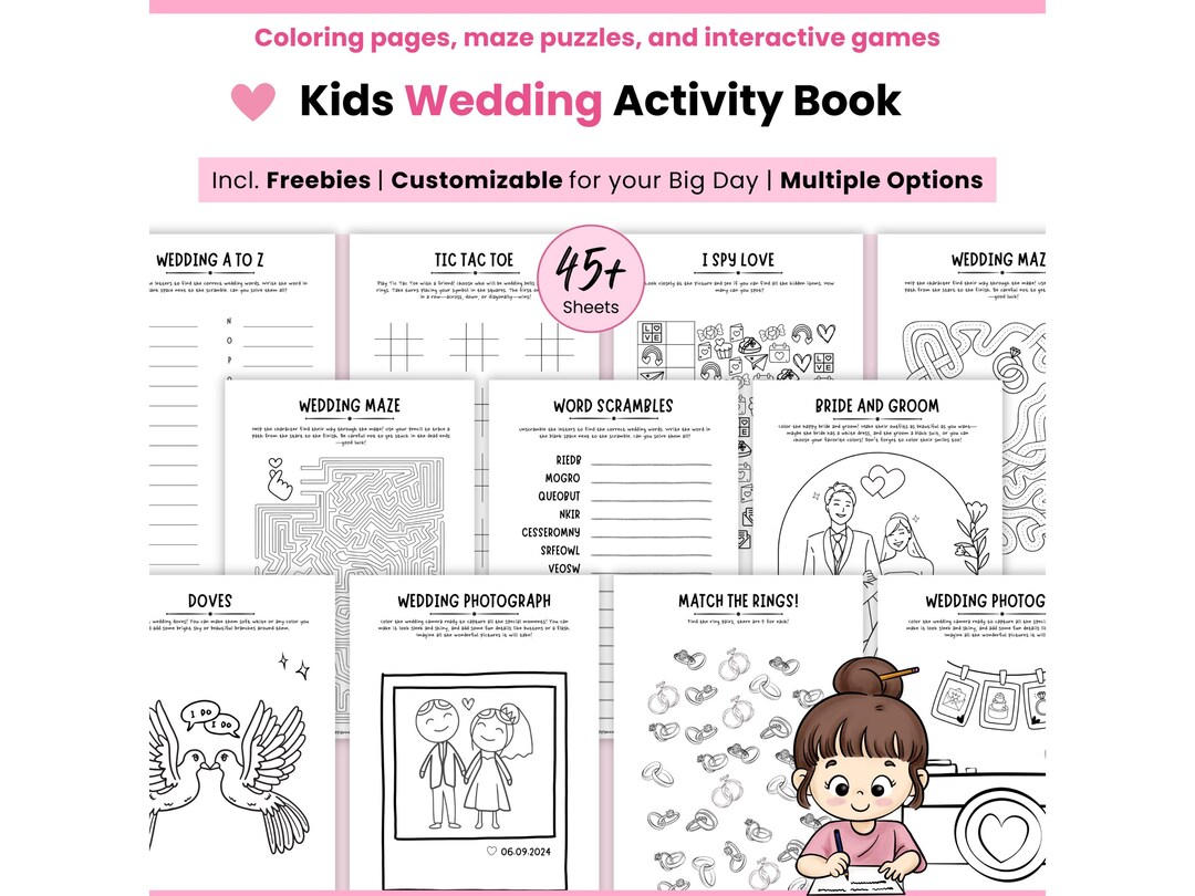 Wedding Coloring Book, Wedding Kids Activity Book, Wedding Table Games ...
