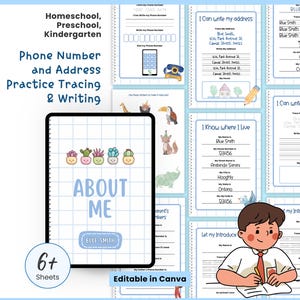Kindergarten Learning Bundle, Editable Phone Number, Address Preschool ...