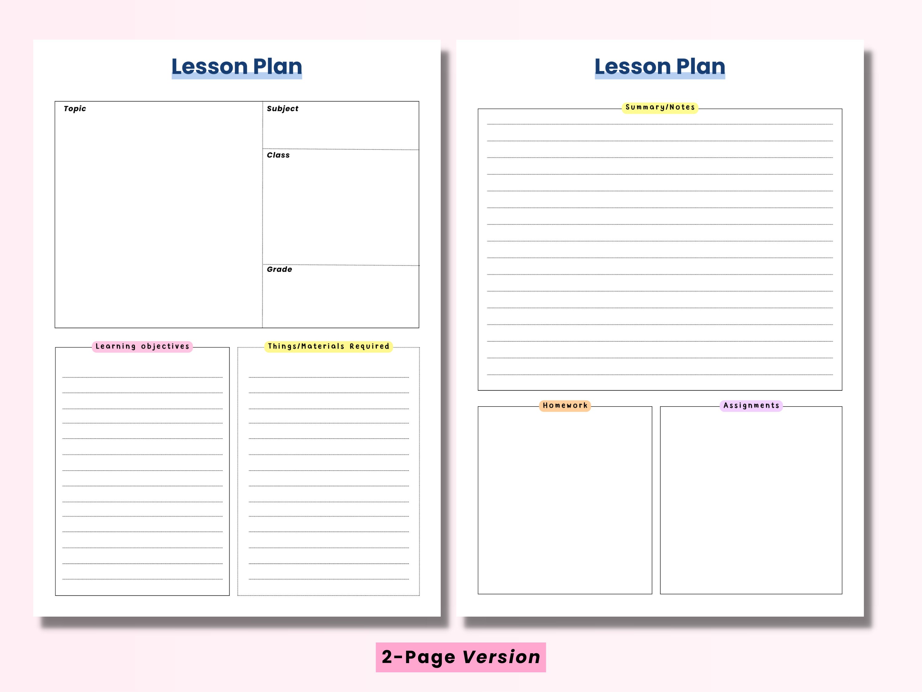 Weekly Lesson Plan Template Teacher Lesson Planner - Etsy
