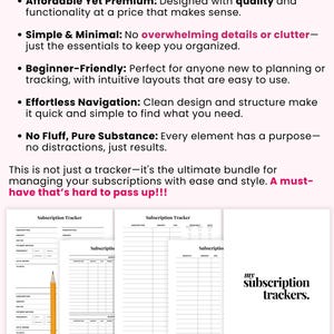 Subscription Tracker Printable, Membership Checklist, Expense Tracker ...