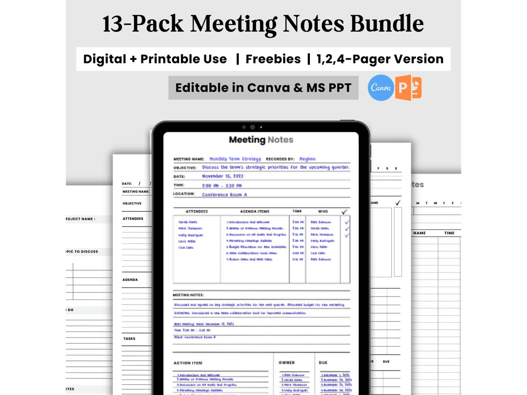 Meeting Notes, Meeting Notes Pdf, Meeting Agenda, Meeting Minutes ...