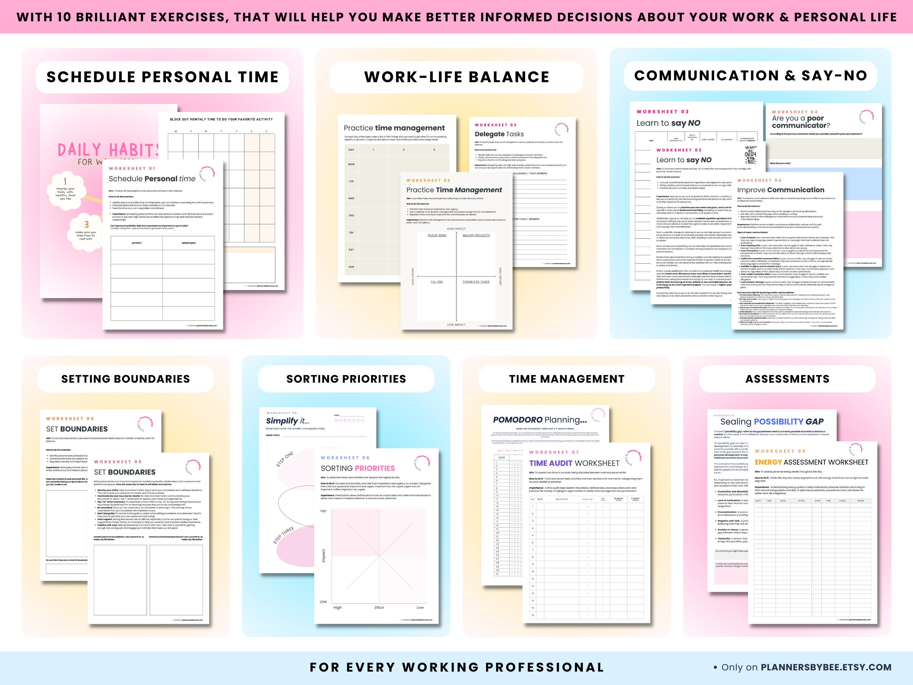 Work Life Balance: Work & Life Planner Daily Productivity - Etsy