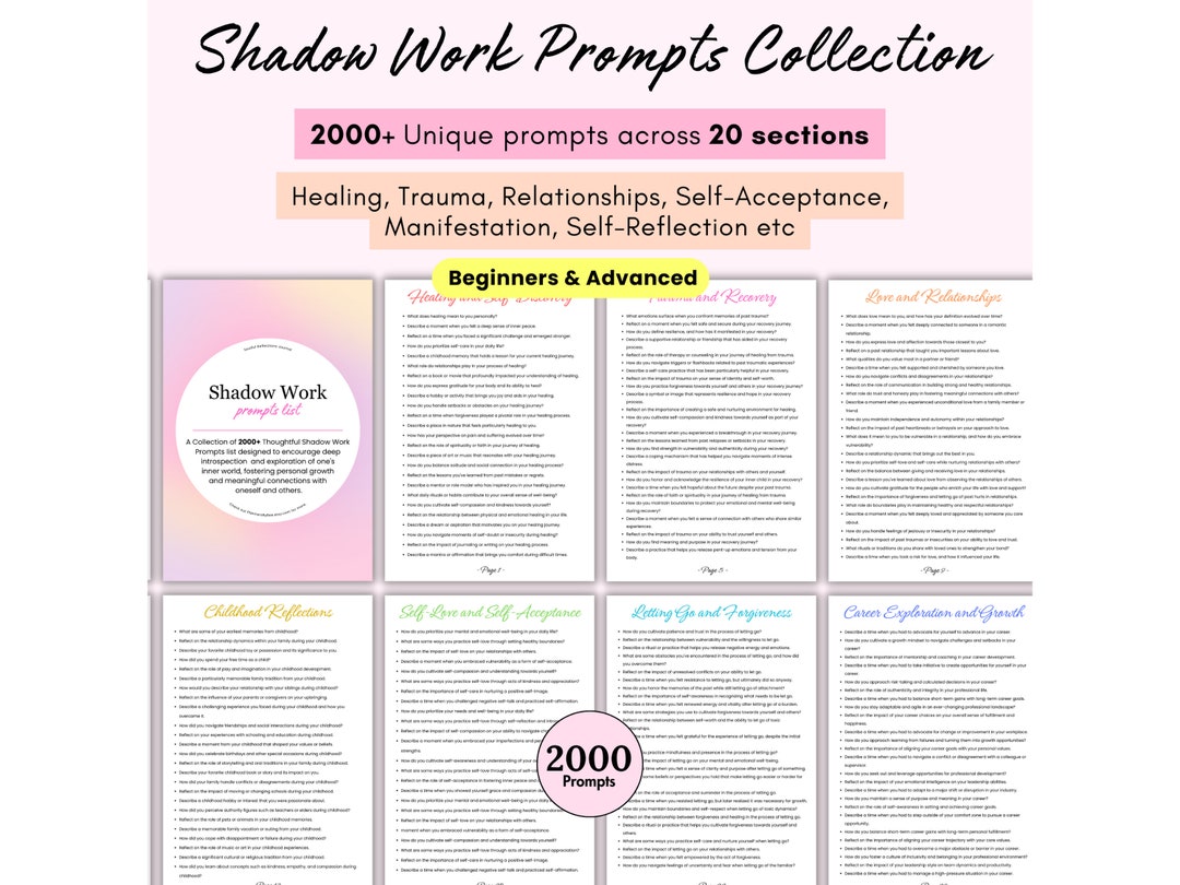 Shadow Work Journal Prompts Digital, Shadow Work Workbook Questions ...