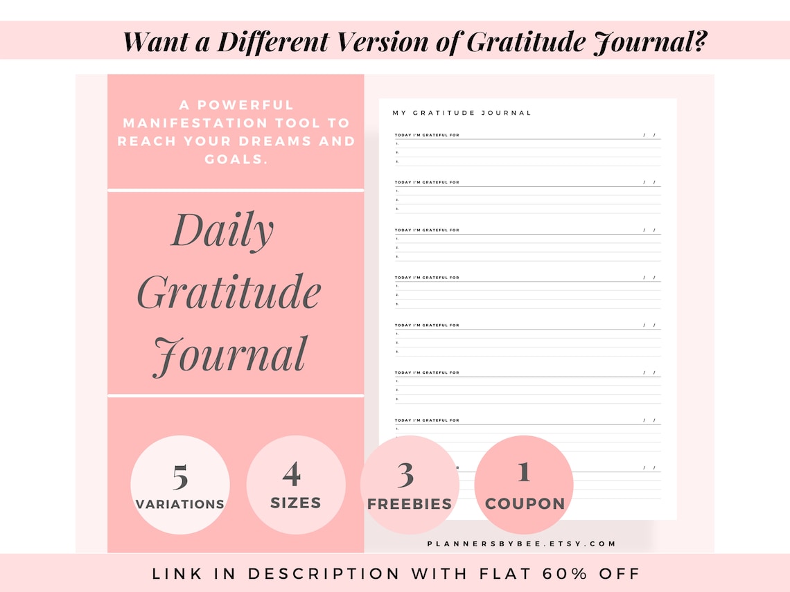 Daily Gratitude Journal Daily Reflection Template Self Care - Etsy