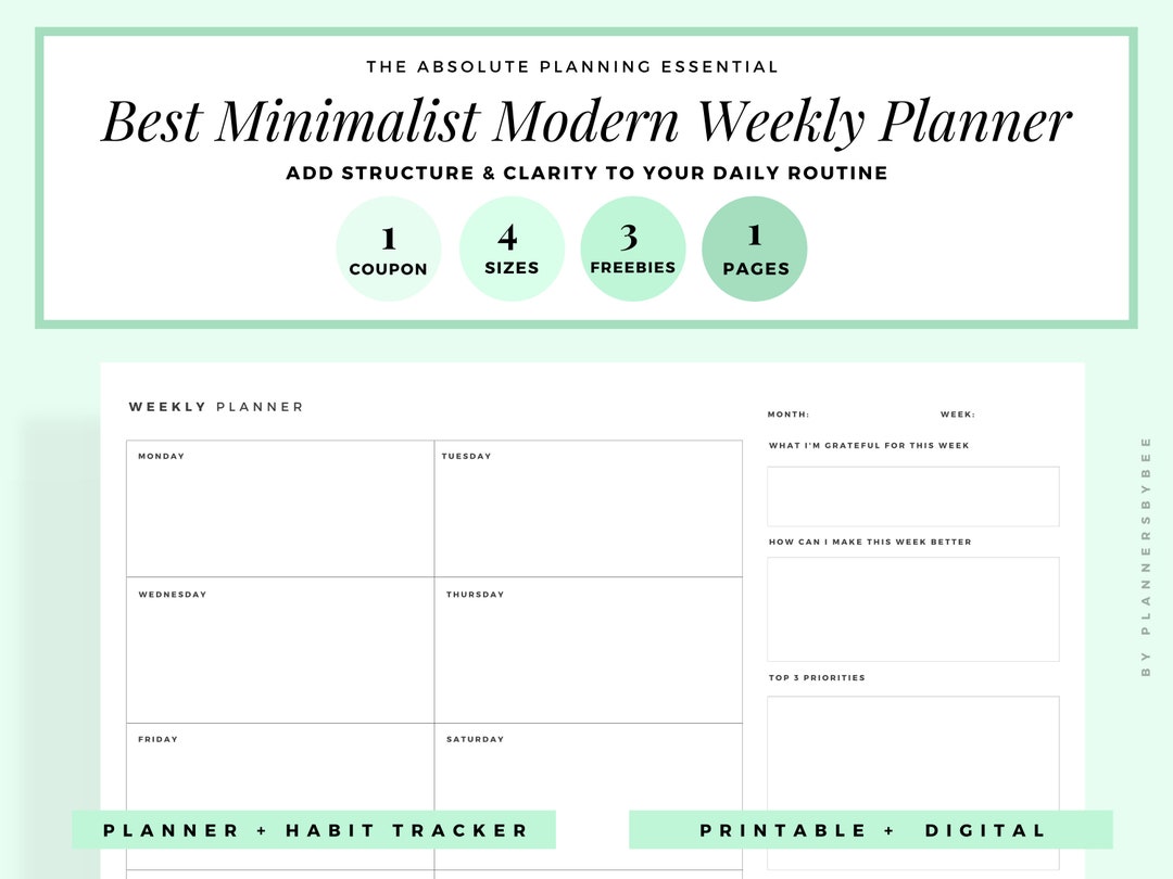 Simple Weekly Planner Printable, Weekly to Do List Weekly Agenda ...