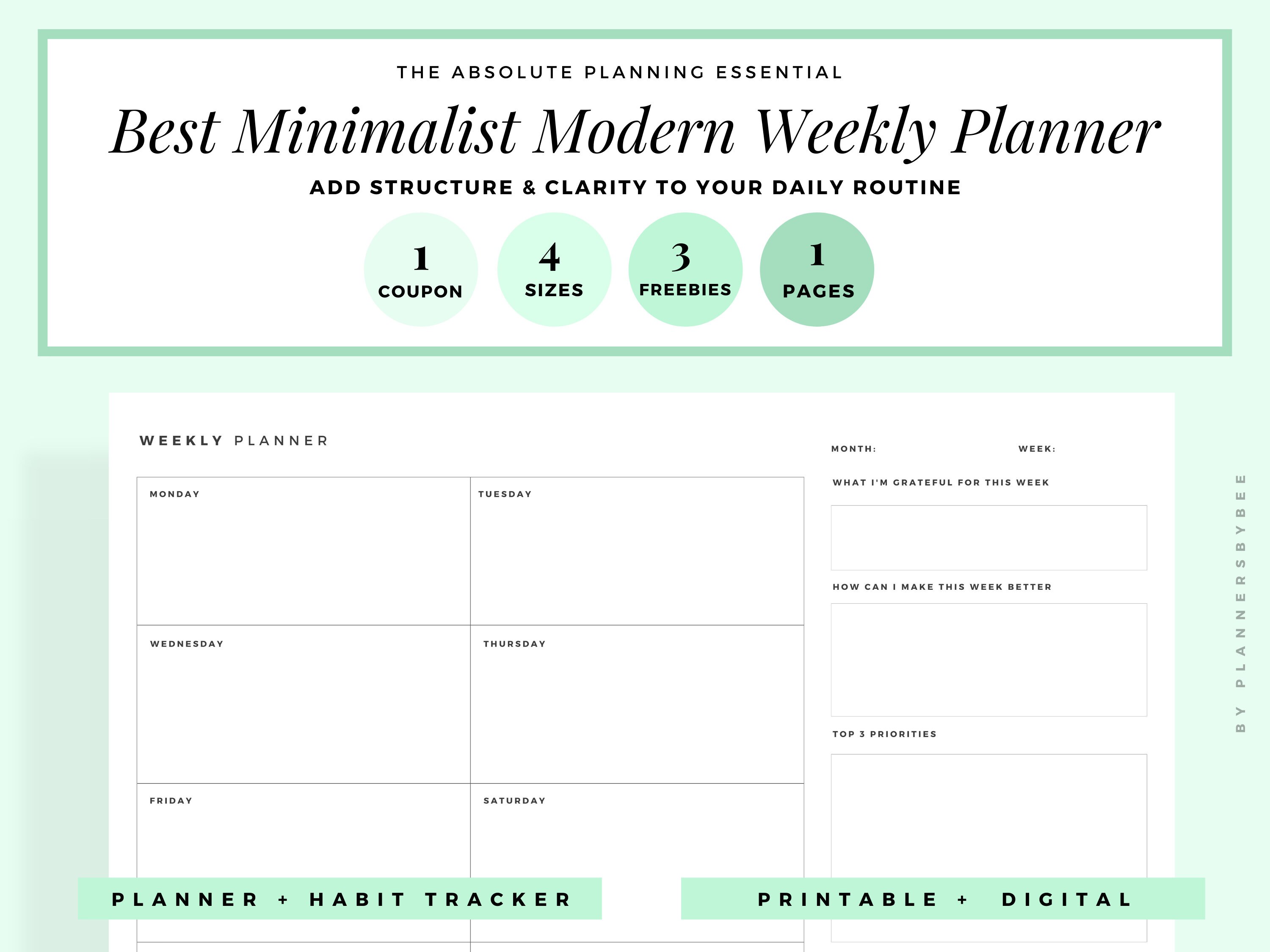 Simple Weekly Planner Printable Weekly to Do List Weekly - Etsy