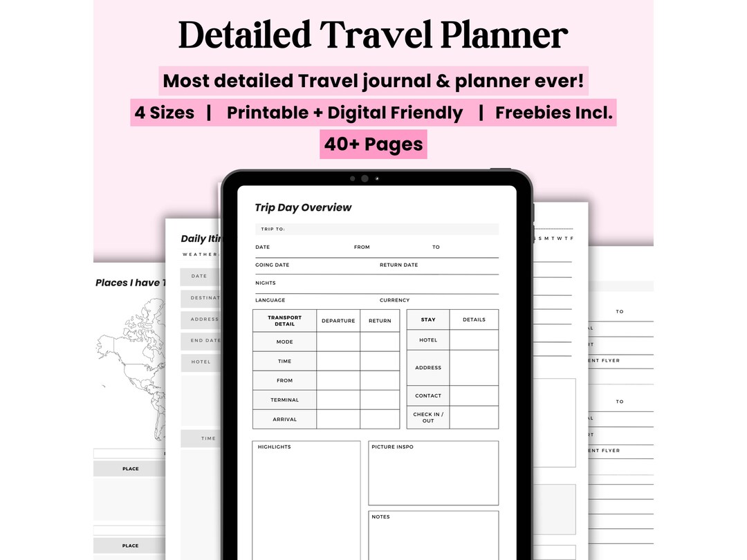 Printable Travel Planners, Packing List, Organizers, Itinerary Planning ...