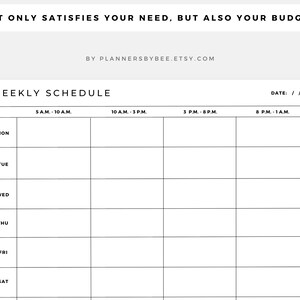 Weekly Hourly Planner Printable, 24 Hour Weekly Schedule, Work/personal ...