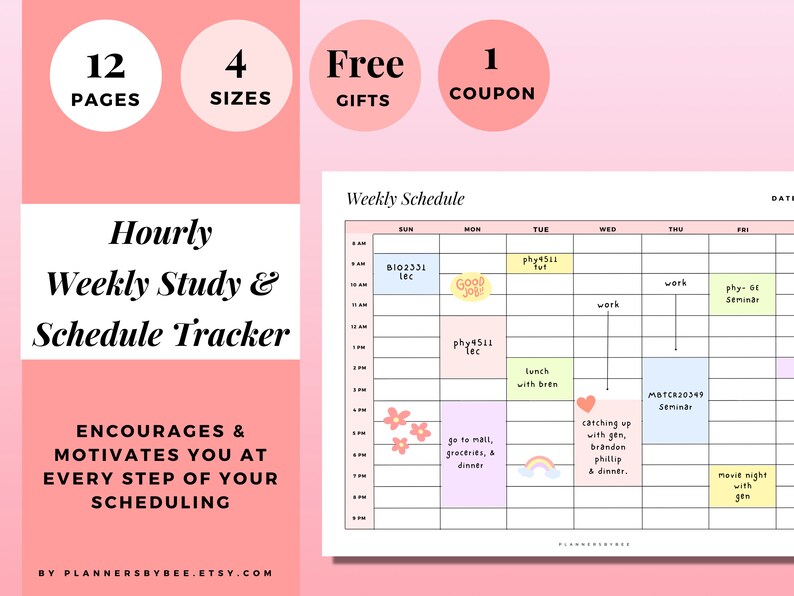 Simple Weekly Schedule Planner Printable Study Schedule - Etsy