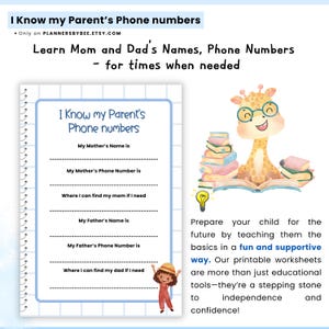 Kindergarten Learning Bundle, Editable Phone Number, Address Preschool ...
