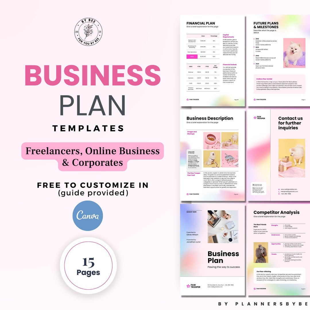 Small Business Plan Printable Template, Editable Business Plan, Minimal ...