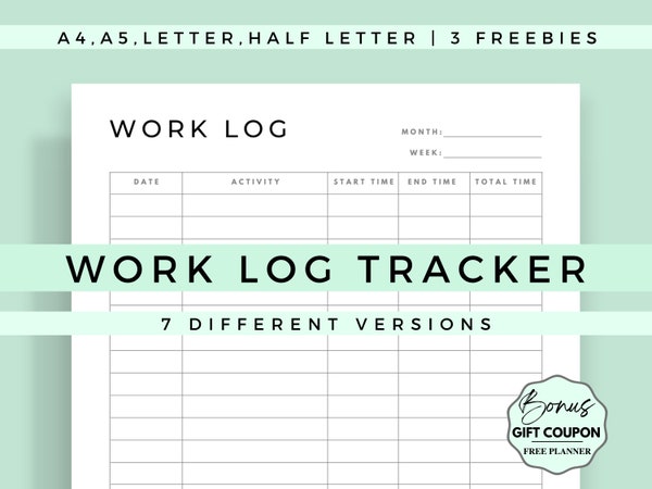 Editable Work Log Work Log Printable Time Spent Tracker Working Hours ...