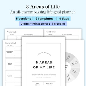 8 Areas of Life Planner, Life Goals Setting, 2025 Goals Planner, Goals ...