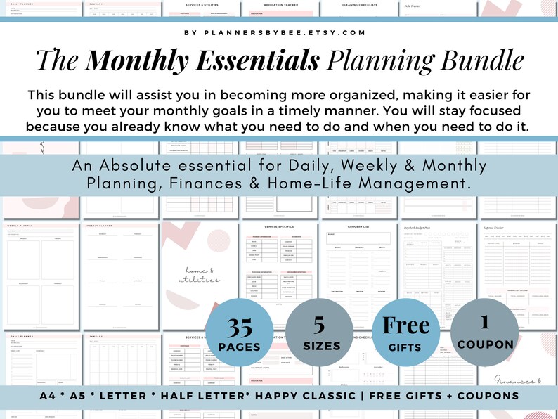 Printable Planner Personal Planner Bundle Daily Weekly - Etsy