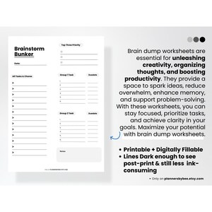 Brain Dump Journal Printable, Mental Health Check-in, Priority Matrix ...