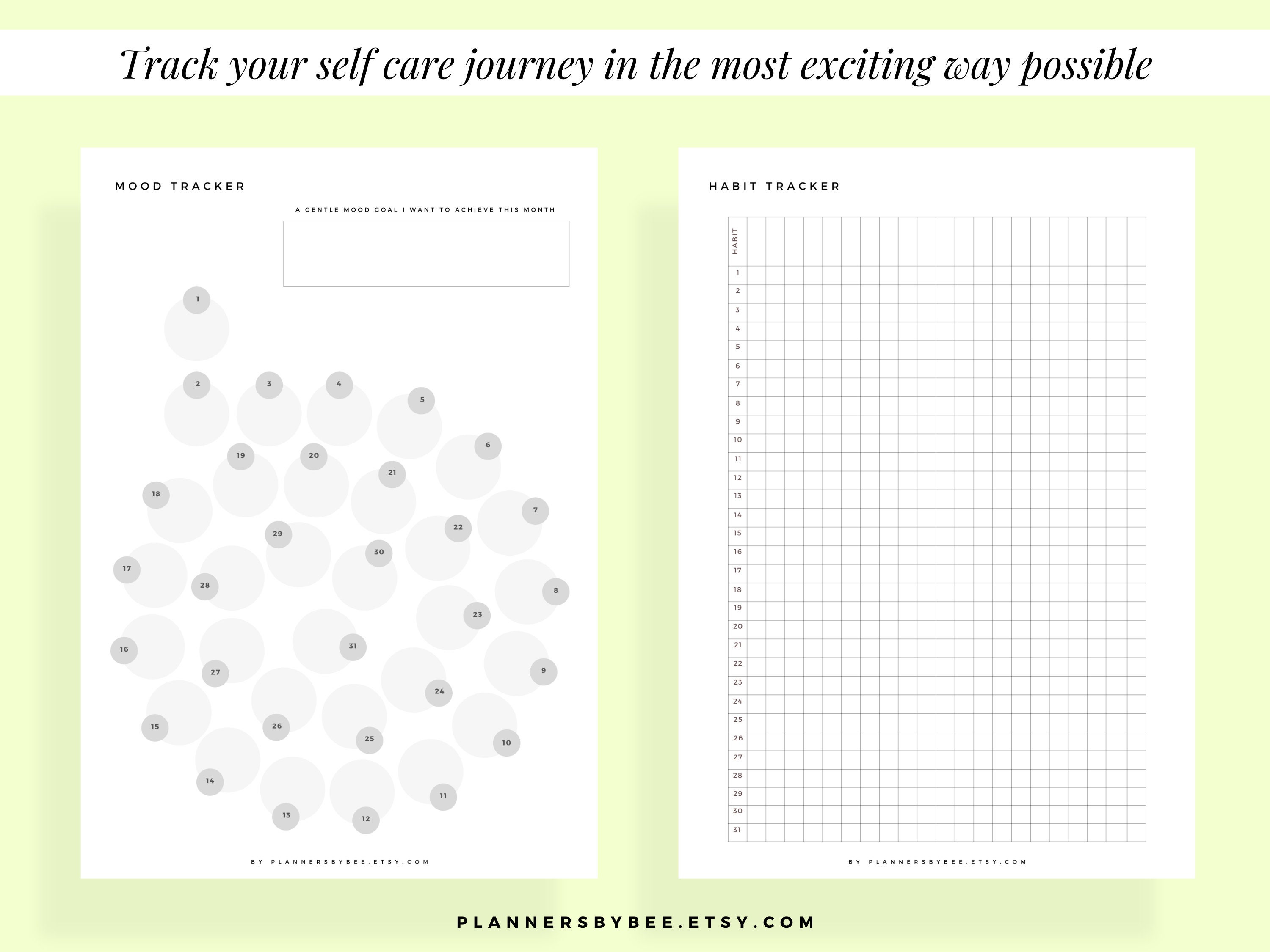 Self Care Journal Self Care Planner Worksheet Mood Tracker | Etsy