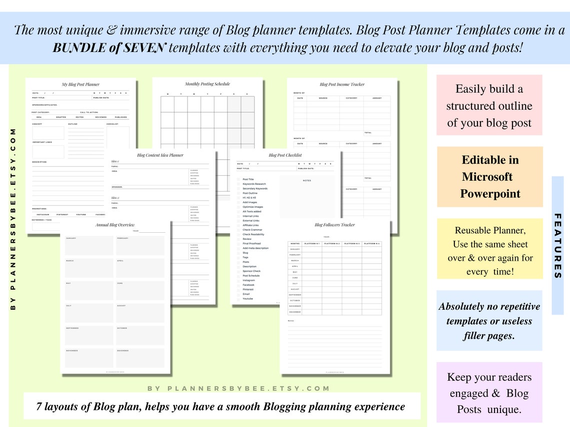 Bloggers Templates Planner Editable Blog Bundle Content - Etsy
