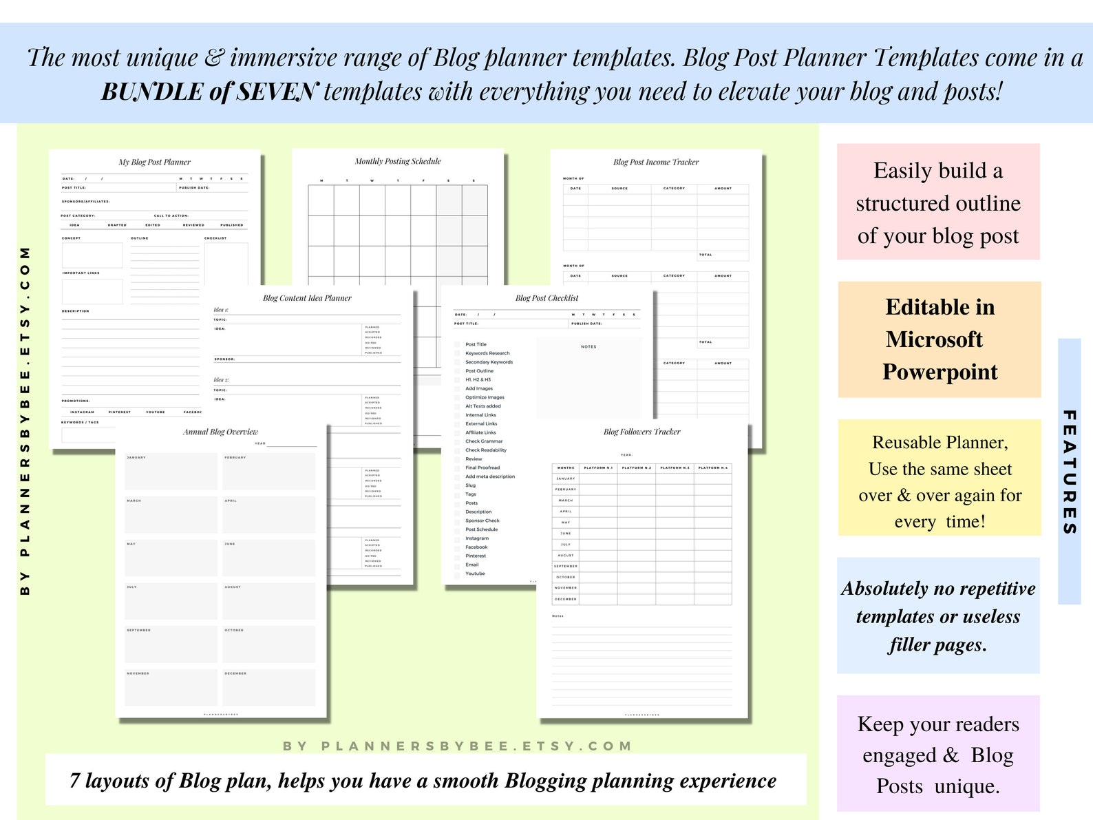 Bloggers Templates Planner Editable Blog Bundle Content | Etsy