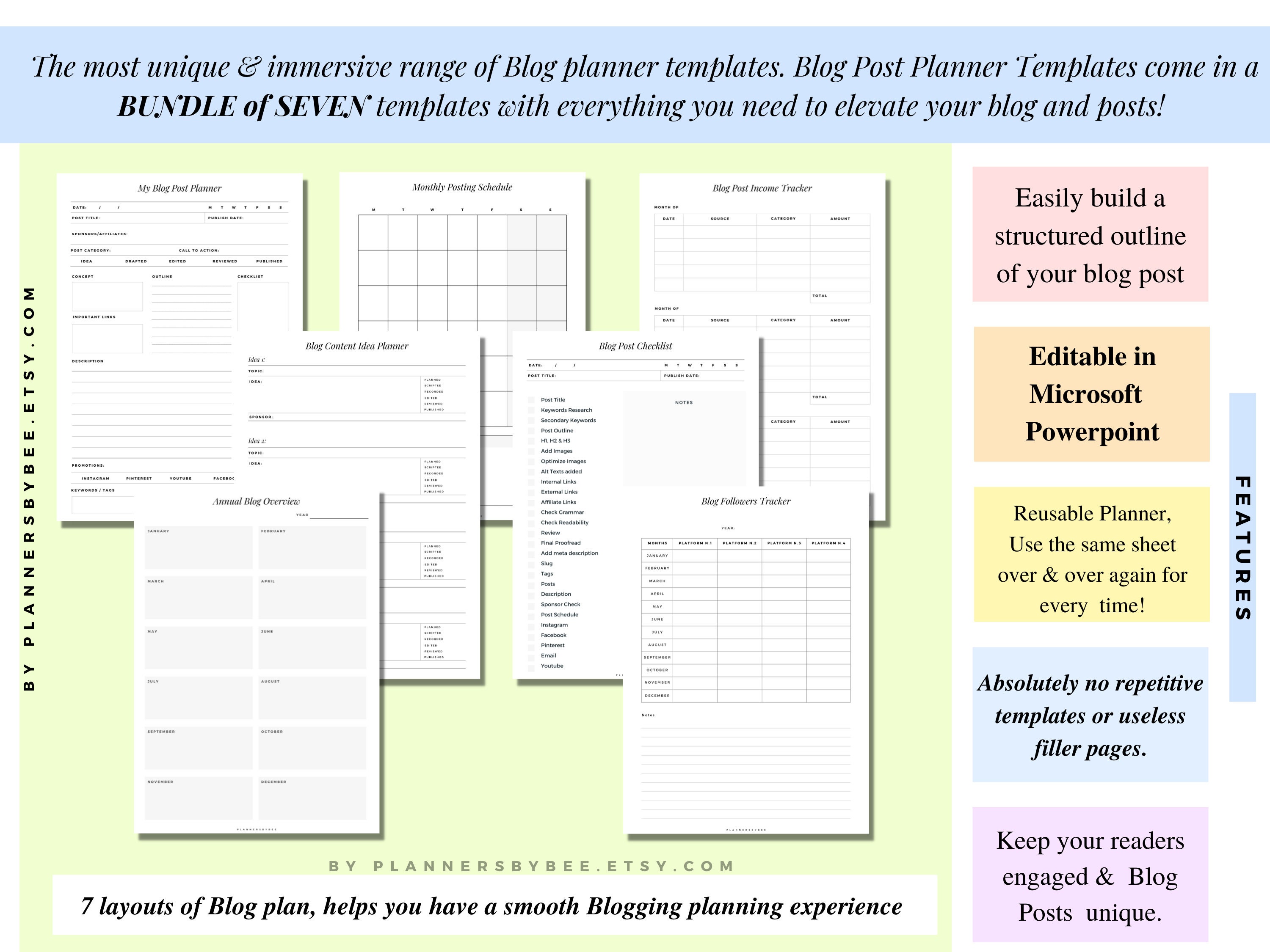 Bloggers Templates Planner Editable Blog Bundle Content | Etsy