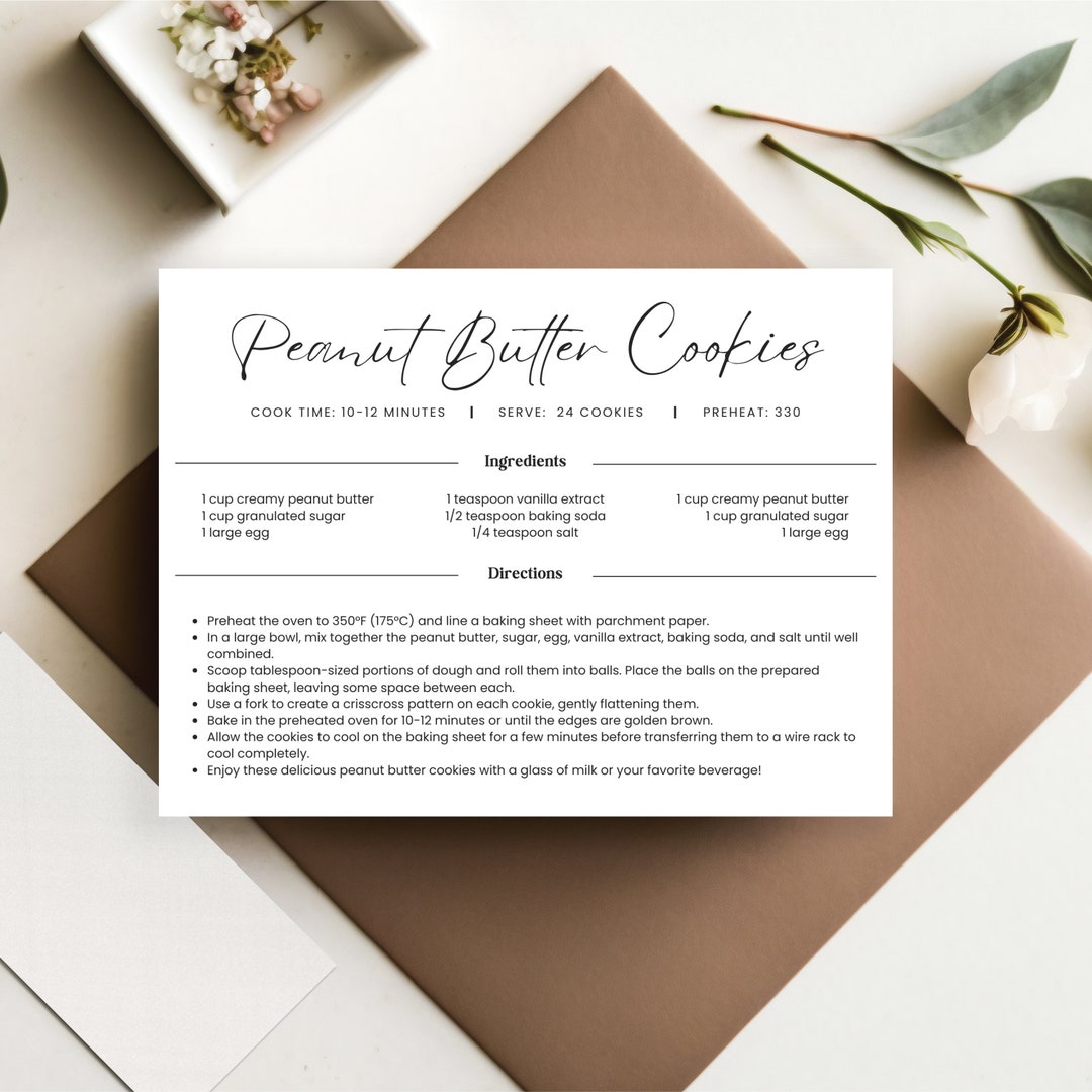 Modern Recipe Card Template, Editable Recipe Card Binder, Digital ...