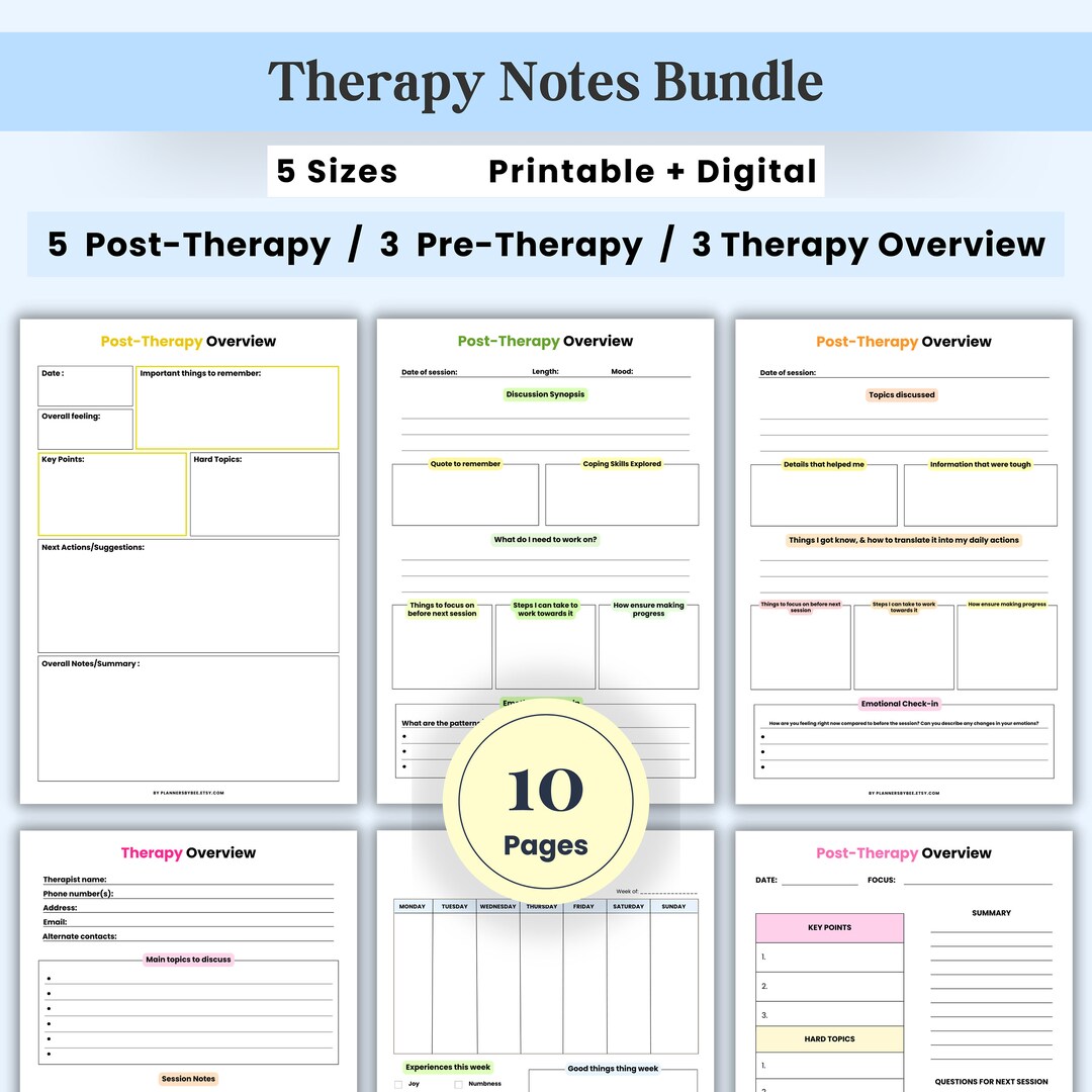 Mental Health Notes, Therapist Sheets, Therapy Log, Therapist Worksheet ...