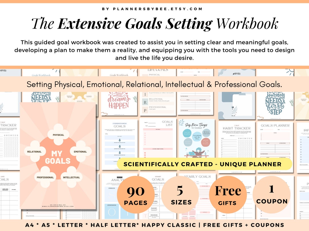 Life Goals Planner, Best Goal Setting Digital Printable Workbook ...