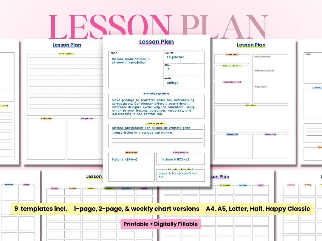 Editable Weekly Lesson Plan Printable: Homeschool Planner (digital ...