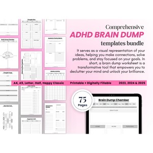 ADHD Brain Dump Template, Thought Organizer, Ideas Daily Task Tracker ...