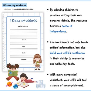 Kindergarten Learning Bundle, Editable Phone Number, Address Preschool ...