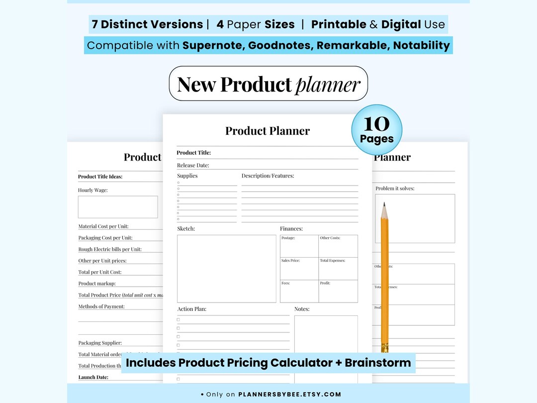 New Product Planner, Product Planning Template Digital Printable ...