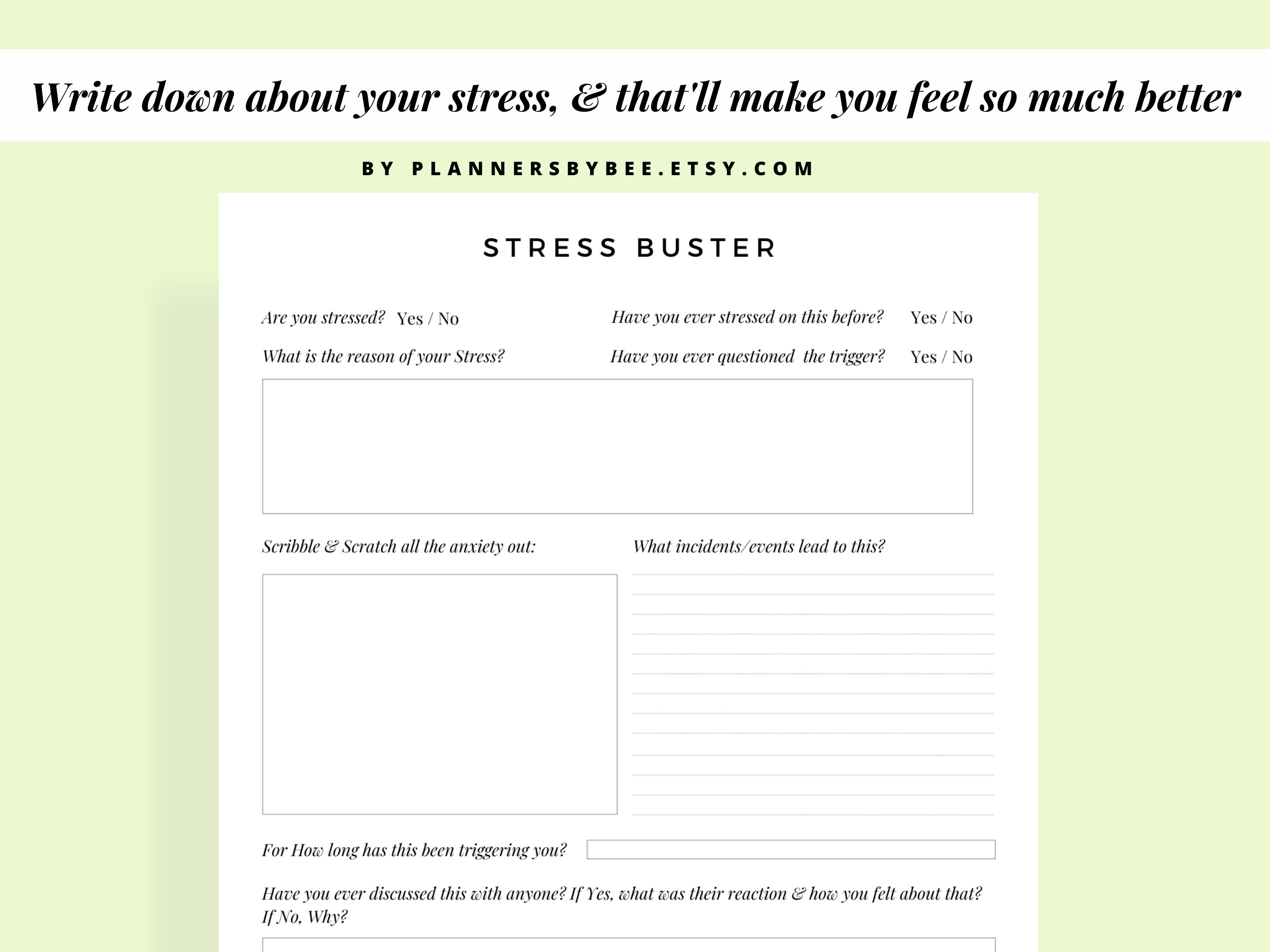 Daily Stress Management Printable Worksheet Mental Health - Etsy