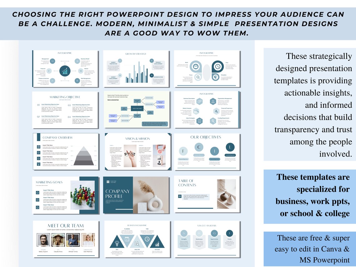 Minimal Modern Powerpoint Presentation Template Dark Blue - Etsy