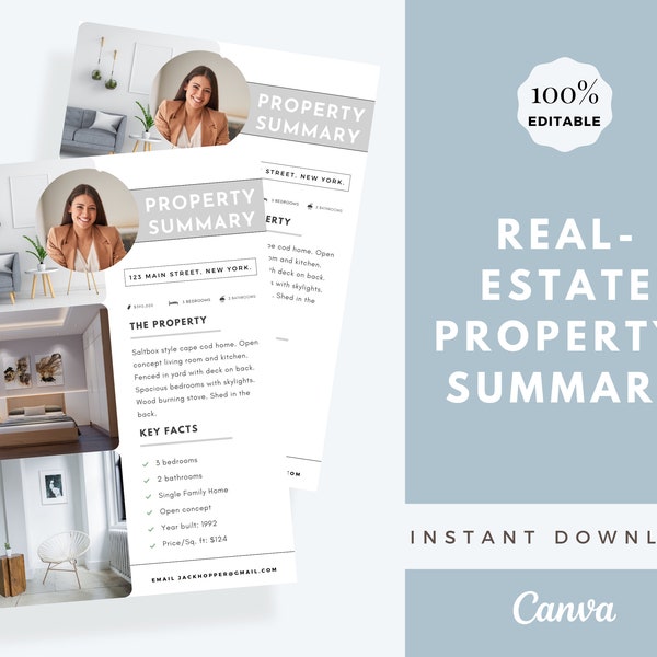 Real Estate Offer Summary Template - Etsy