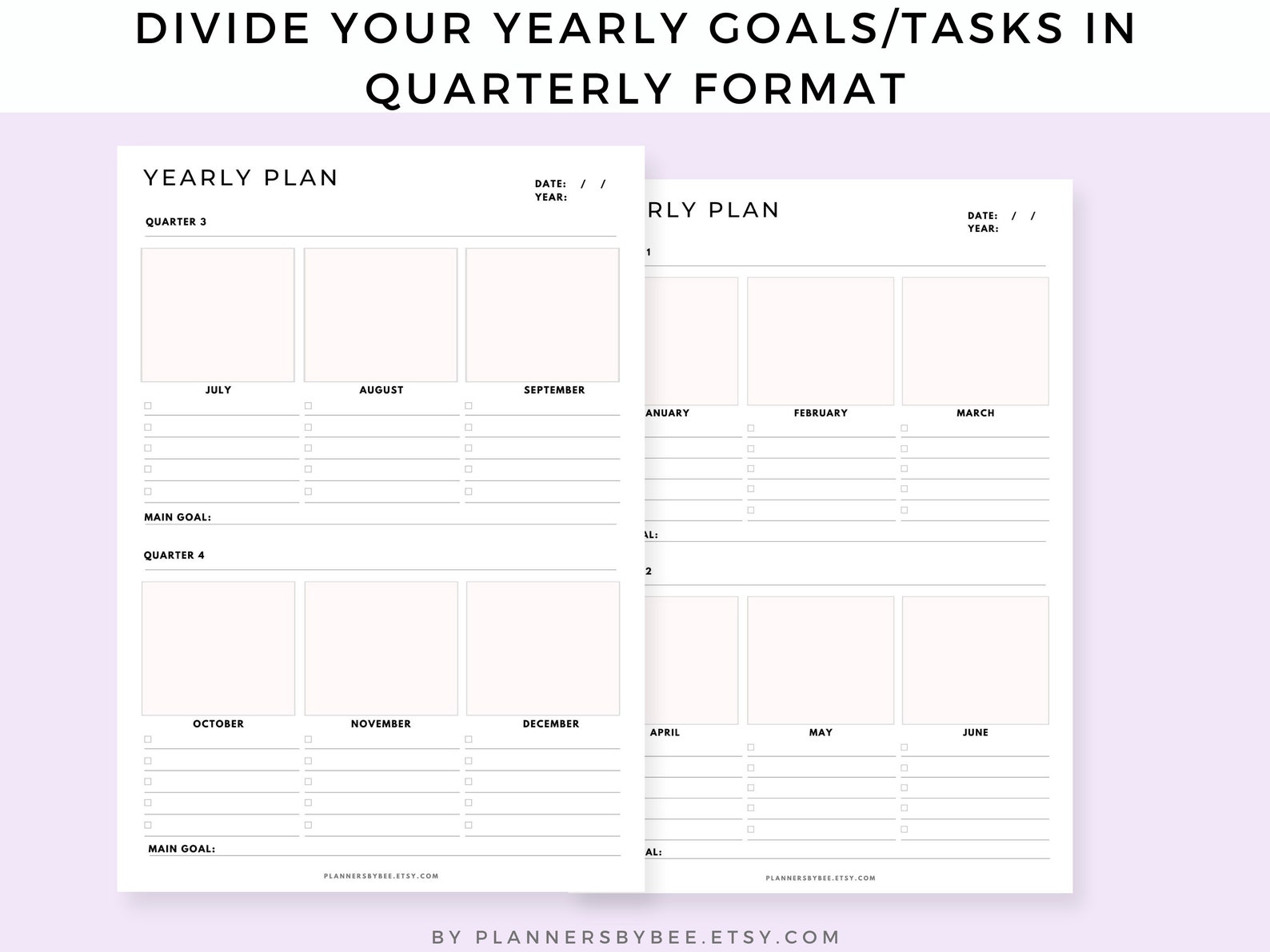 Yearly Planner Quarterly Goals Tasks & Reminders - Etsy
