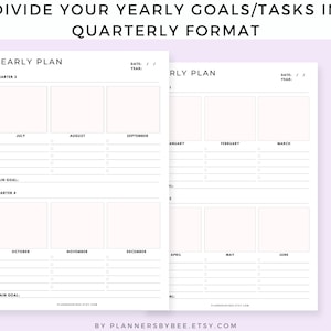 Yearly Planner, Quarterly Goals, Tasks & Reminders, Productivity, A4/a5 ...