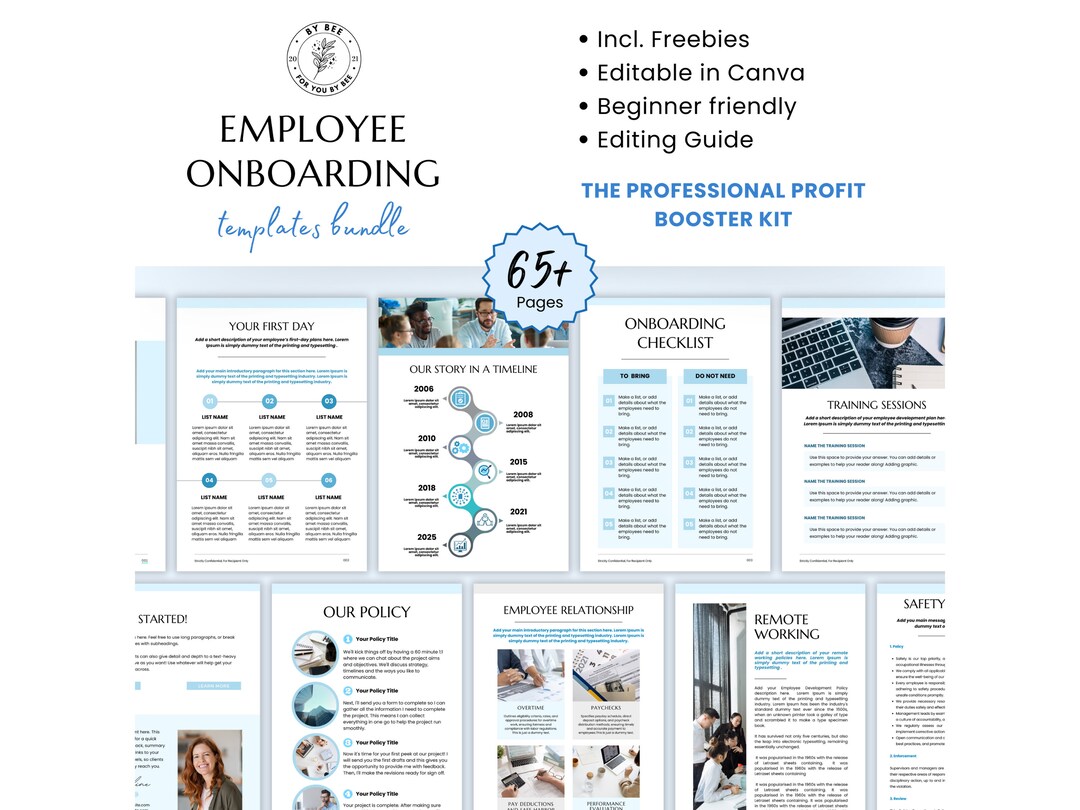 Employee Onboarding Template, Employee Handbook Template Canva, Small ...