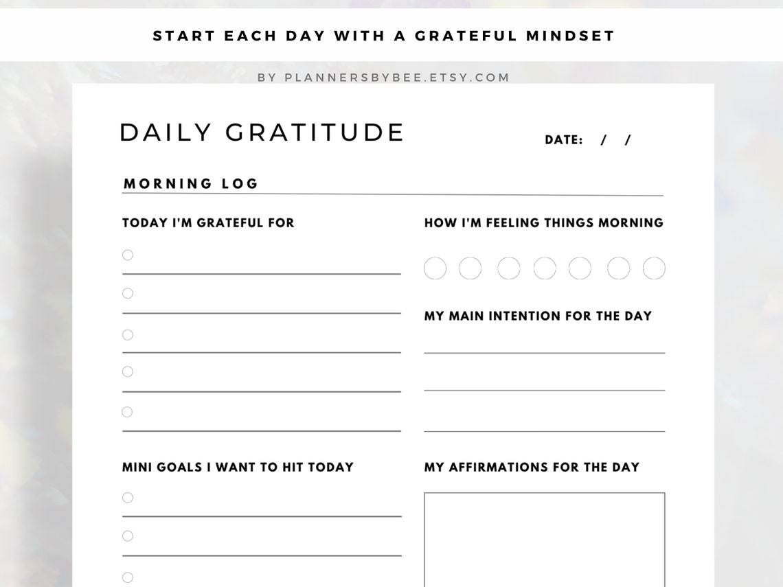 Daily Gratitude Journal Daily Reflection Template Self Care - Etsy
