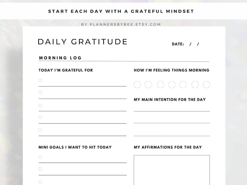 Daily Gratitude Journal Daily Reflection Template Self Care - Etsy