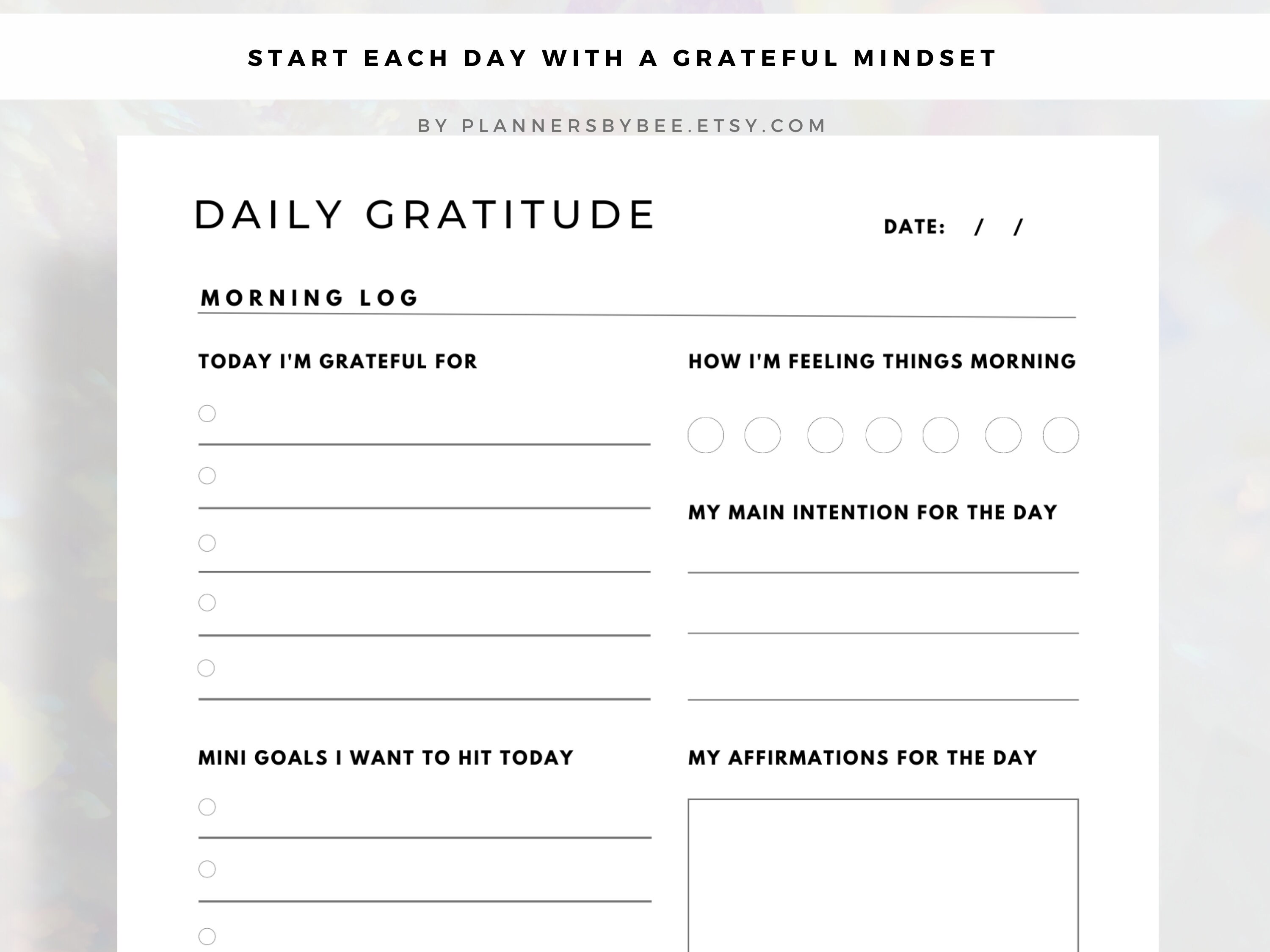 Daily Gratitude Journal Daily Reflection Template Self Care - Etsy