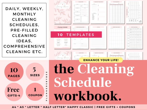 Editable Cleaning Schedule Printable Weekly Monthly Yearly - Etsy