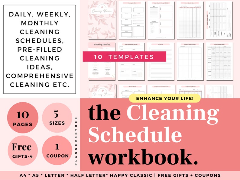 Editable Cleaning Schedule Printable Weekly Monthly Yearly - Etsy