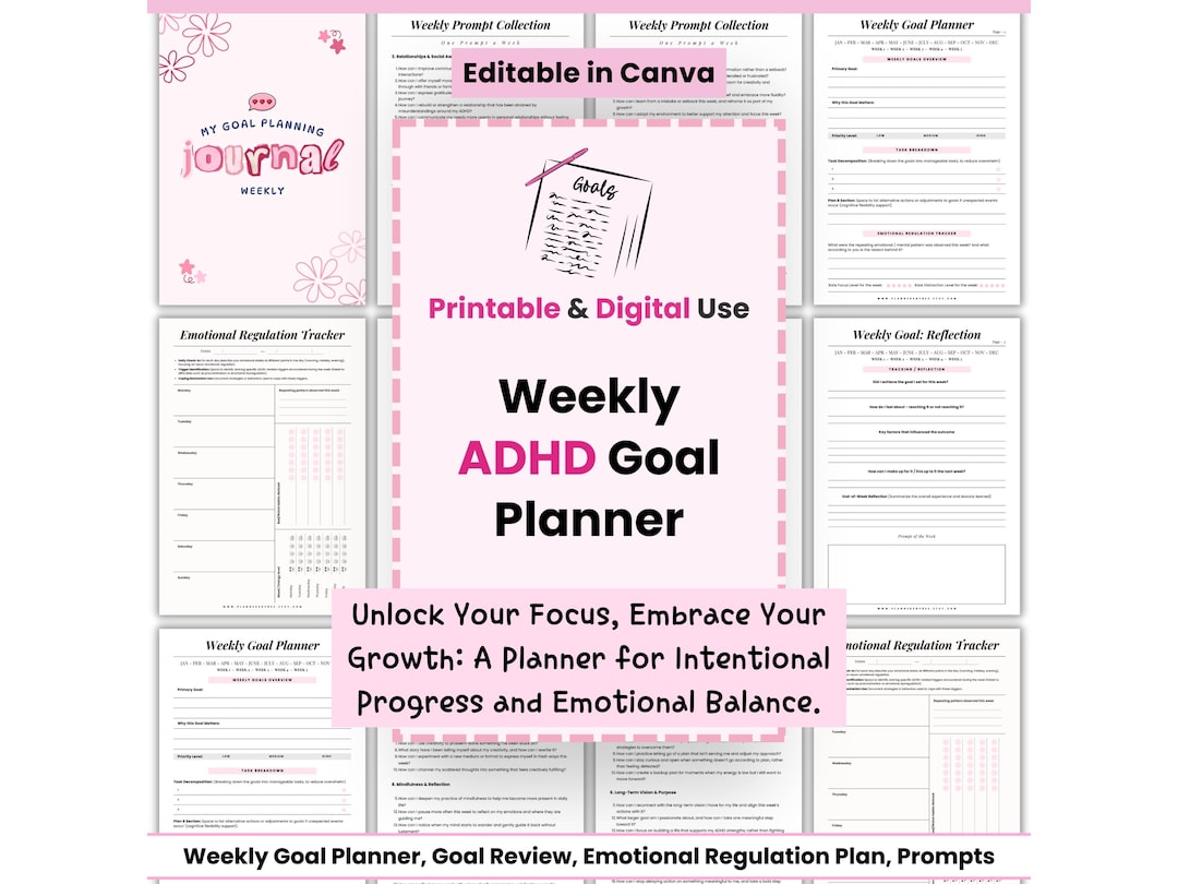 2025 Goal Planner Template, ADHD Goals Tracker, ADHD Brain Dump List ...