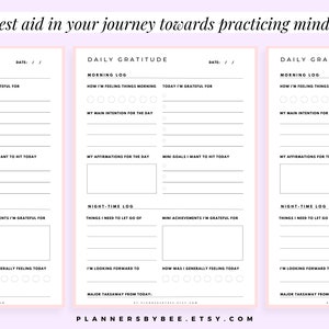 Gratitude Journal Printable, Mindfulness Log, Gratitude Template, Self ...