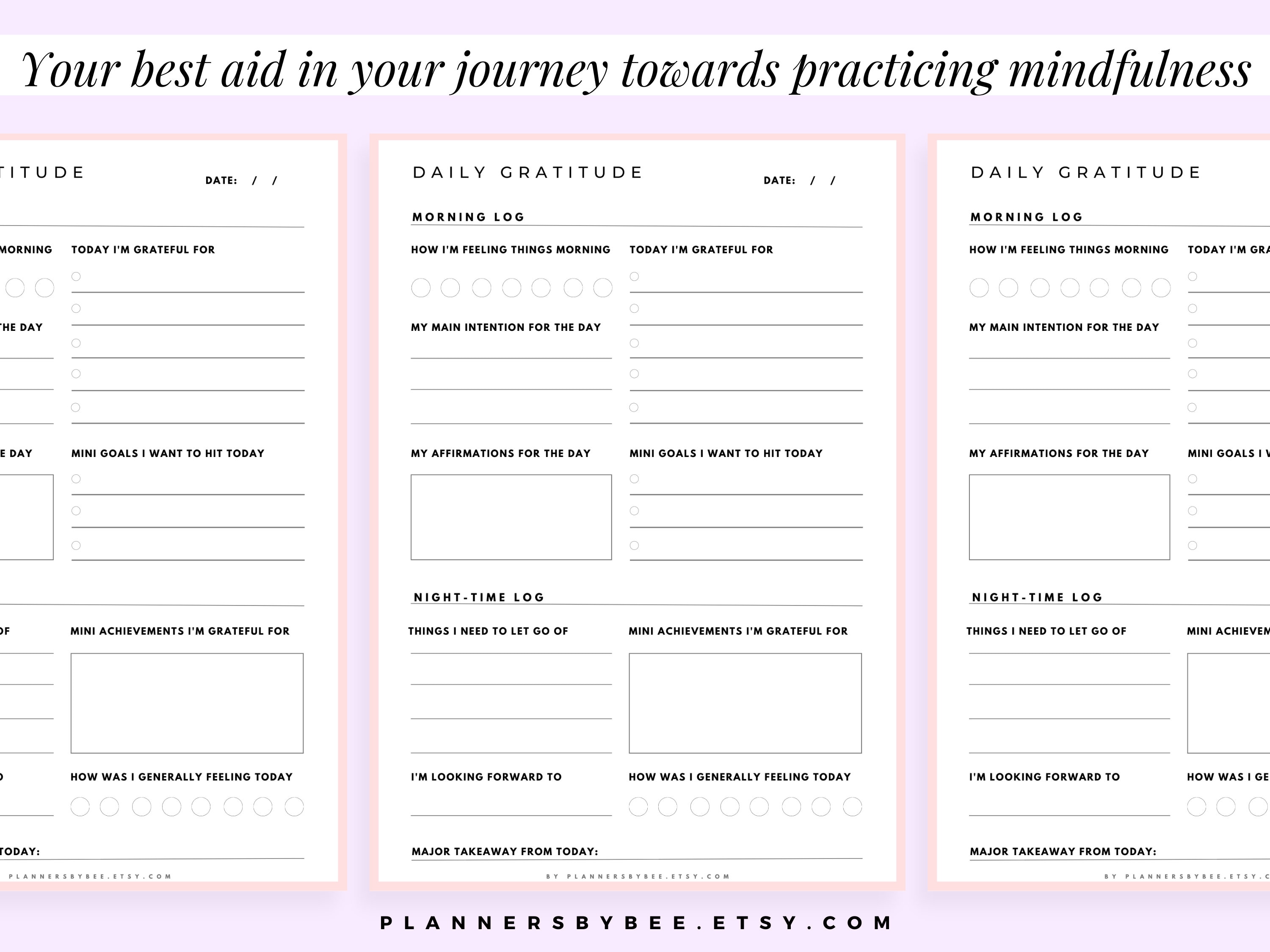 Gratitude Journal Printable Mindfulness Log Gratitude | Etsy