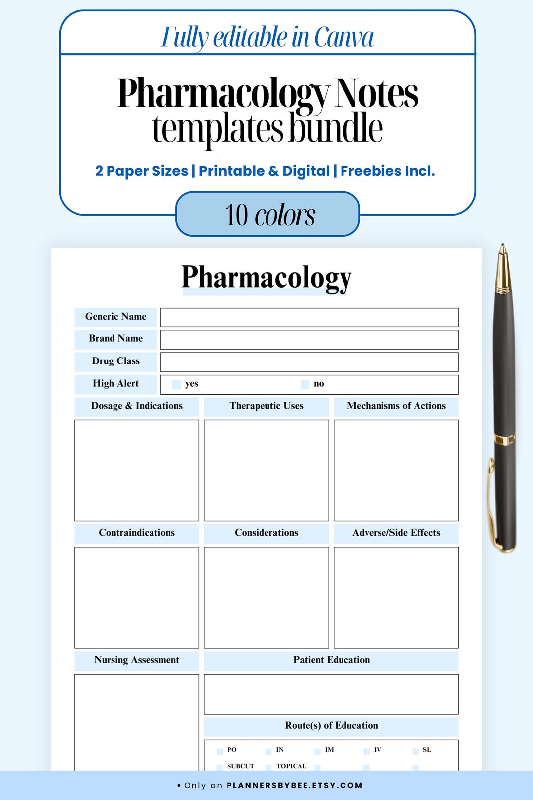 Pharmacology Templates, Pharma Template Chart, Note Sheets for Nurse ...