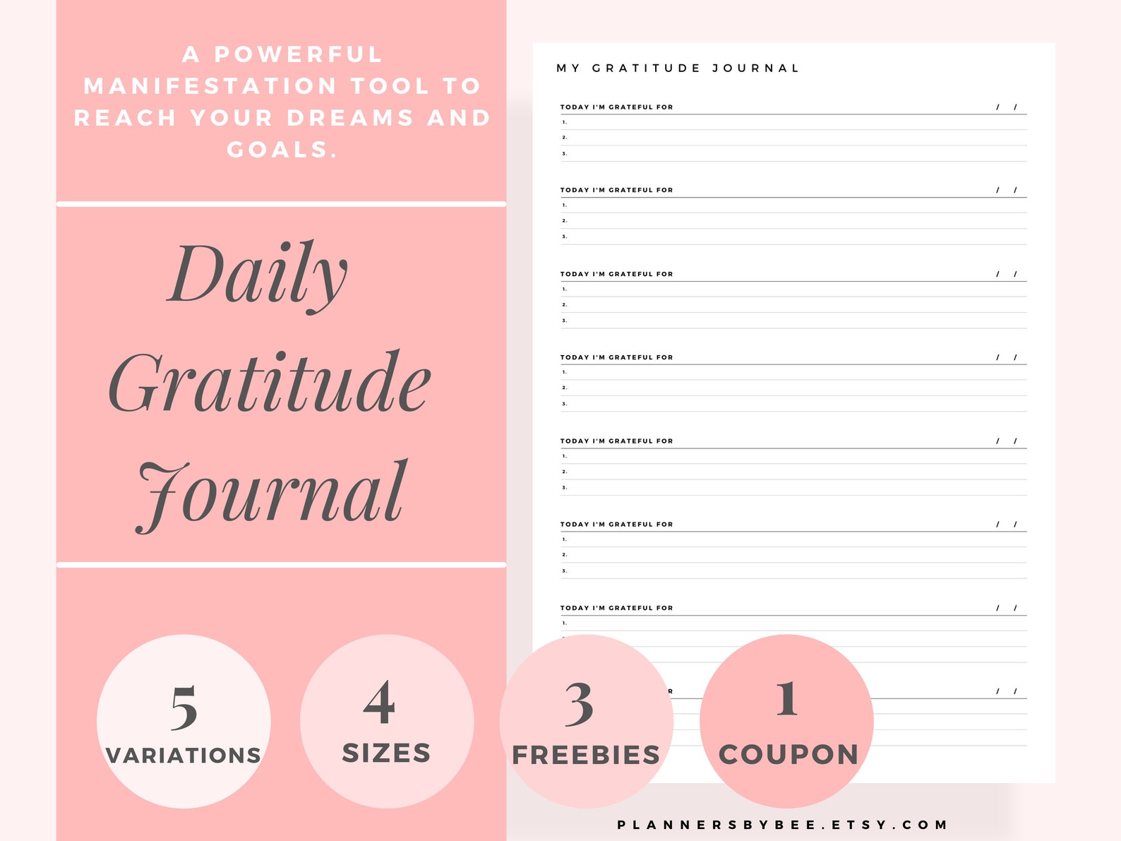 Gratitude Journal Printable Daily Mindful Journal Manifest | Etsy
