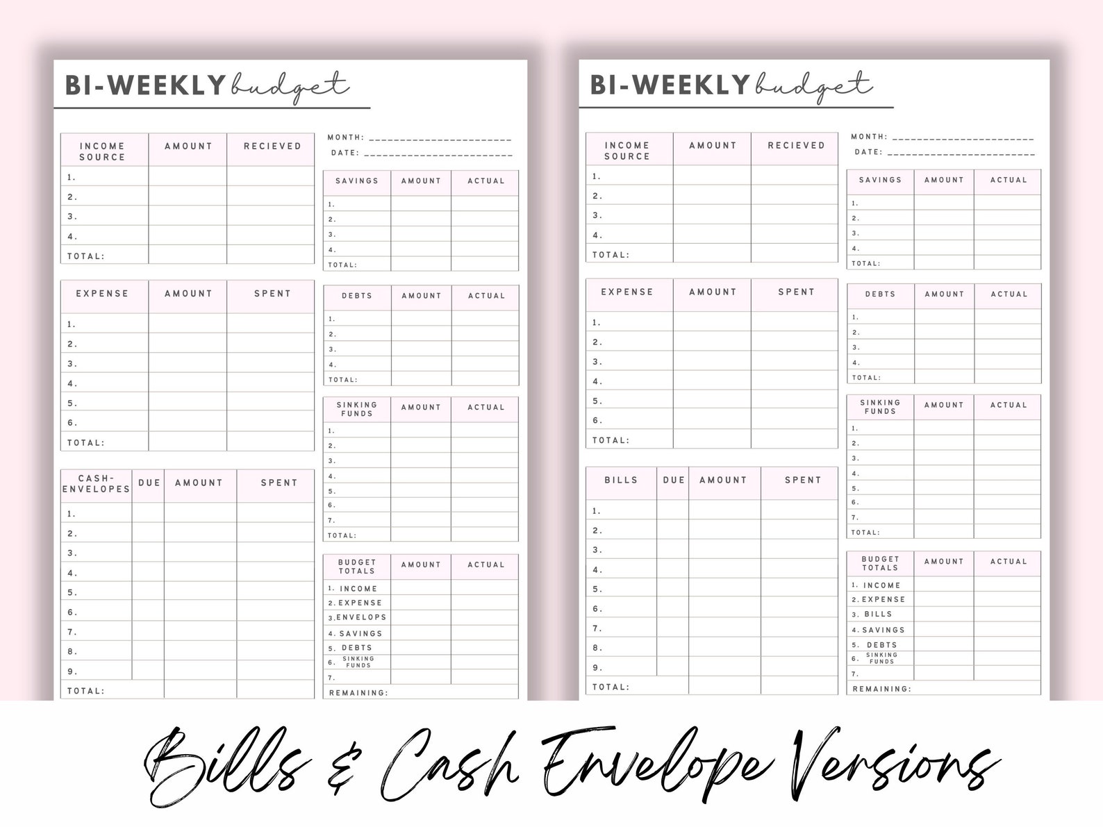 Bi-weekly Budget Planner Bi-weekly Budget Bi-weekly Budget - Etsy